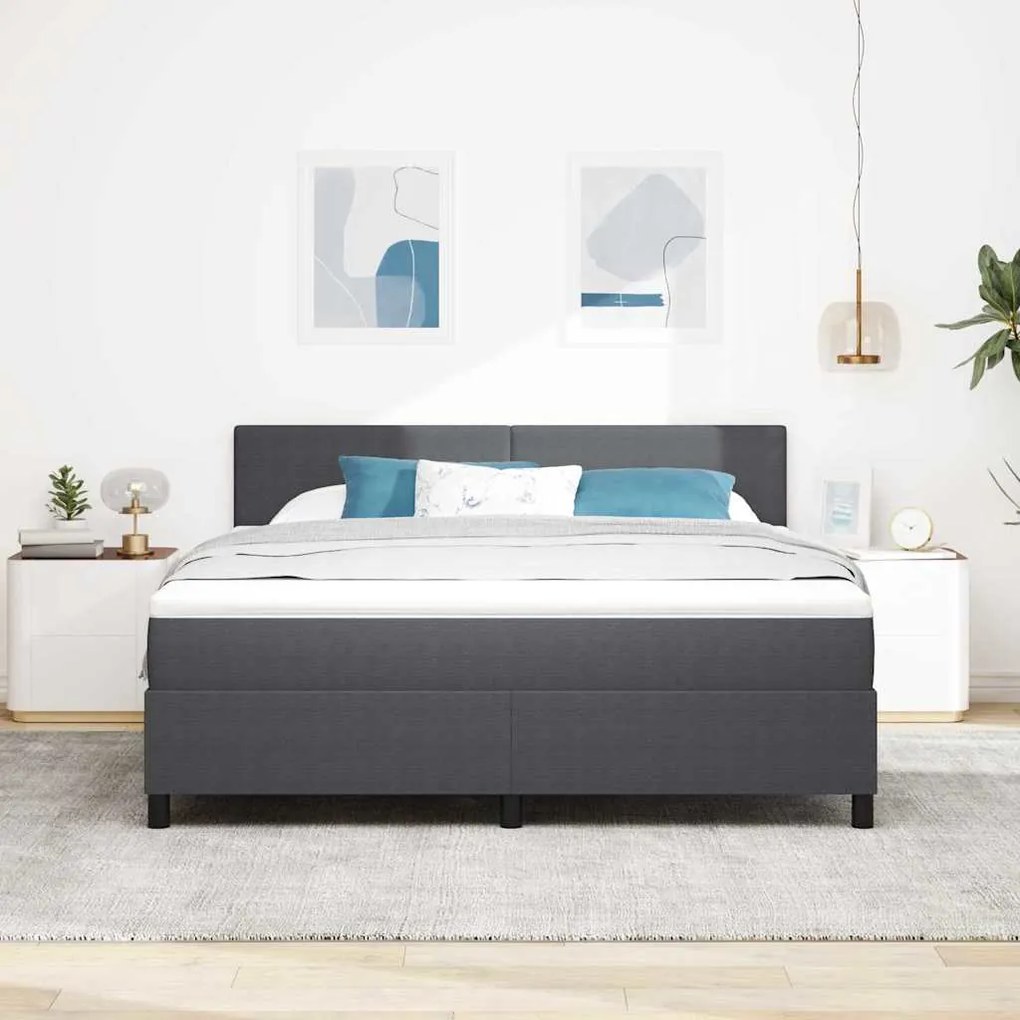 Postel s boxspringem s čelo Tmavě šedá a bílá 180 x 200 cm 3337524