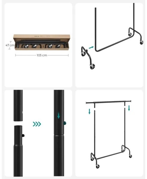 Mobilní stojanový věšák LINEA černá