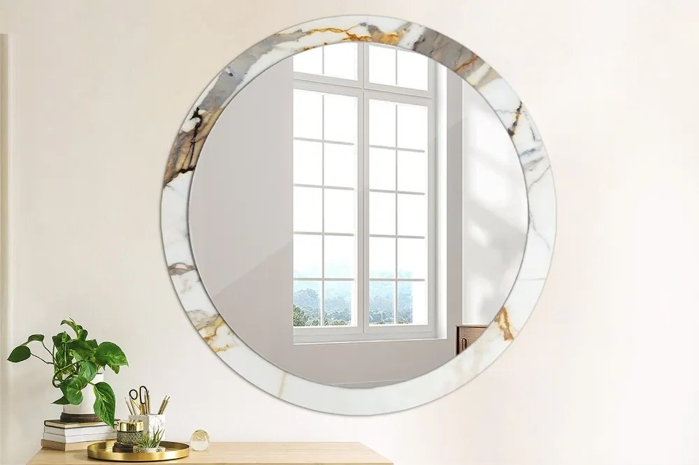 Kulaté dekorativní zrcadlo Bílý mramor fi 100 cm