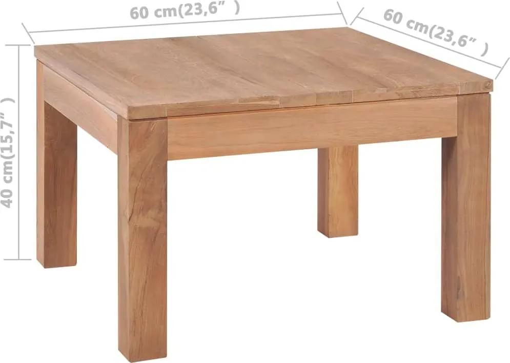 vidaXL Konferenční stolek masivní teak přírodní povrch 60 x 60 x 40 cm [246956]