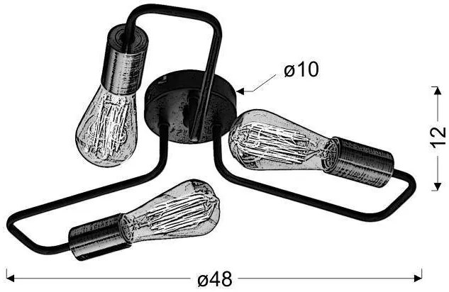 Candellux Černé stropní svítidlo Herpe pro žárovku 3x E27