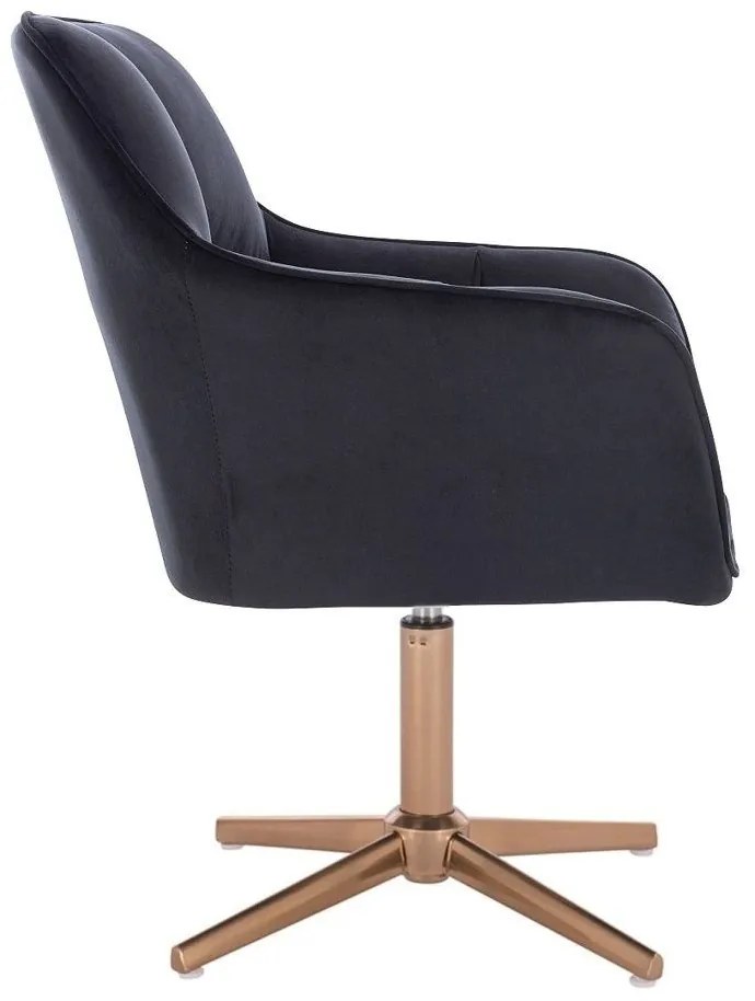 LuxuryForm DESIGN Otočné křeslo AMALFI VELUR na zlatém kříži - černé
