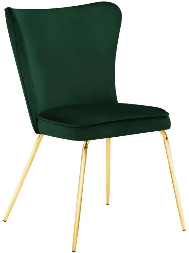 OnaDnes -20% Tmavě zelená sametová jídelní židle MICADONI ARI