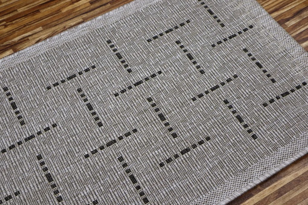 Devos Caby (DC Carpets), Kusový koberec FLOORLUX Silver/Black 20008 – na ven i na doma, 120x170, šedá, chodba / předsíň