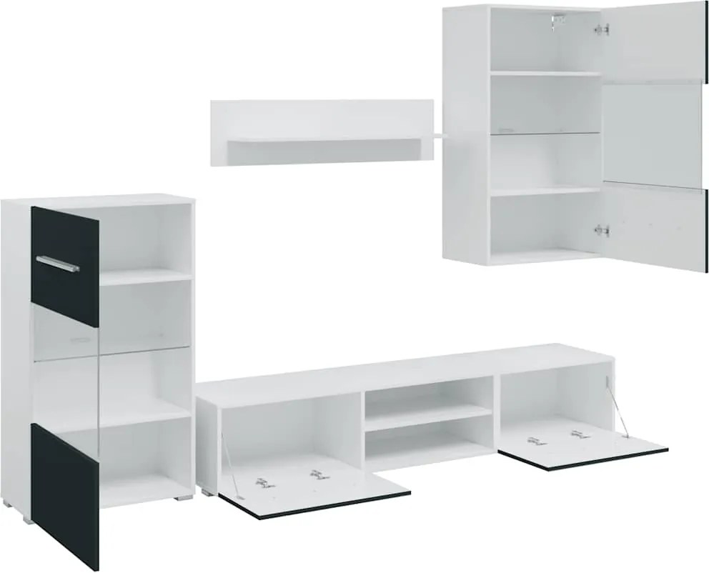 5dílná TV stolky s LED osvětlením matné indigově kompozit 3324235