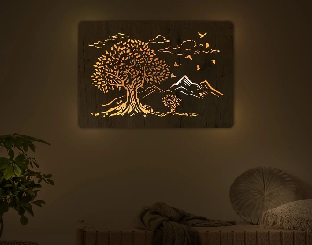 Li-Go "Dva duby" světelný obraz 230V 90x62 cm provedení povrchu: bílá