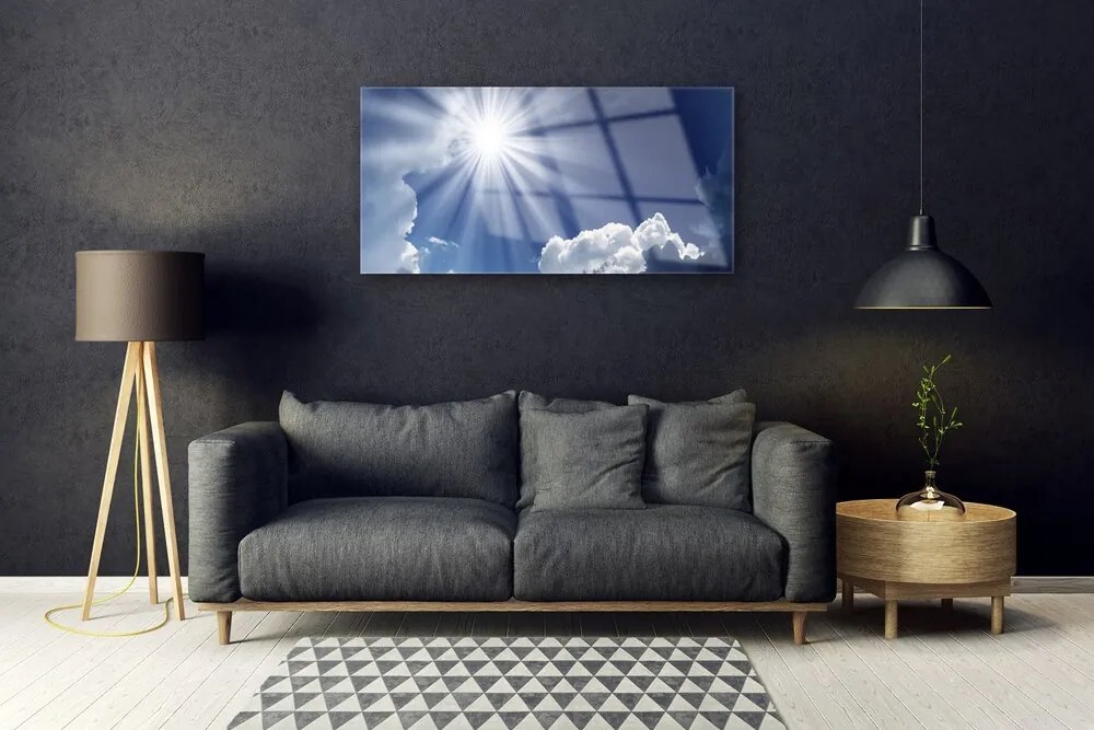 Obraz na skle Slunce Krajina 140x70 cm