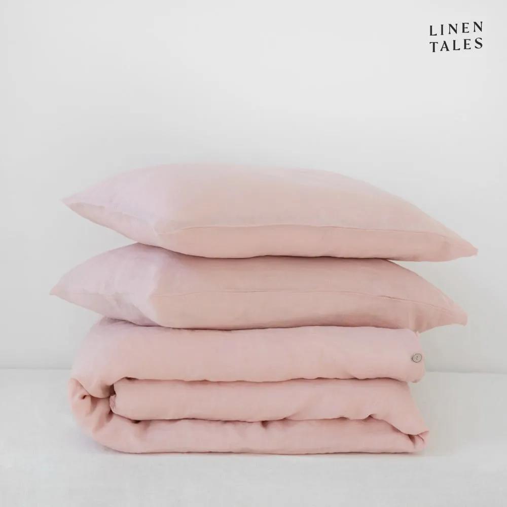 Světle růžové lněné povlečení na jednolůžko 140x200 cm – Linen Tales