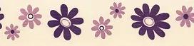 Bordura papírová Květy fialové - šířka 5cm x délka 5m