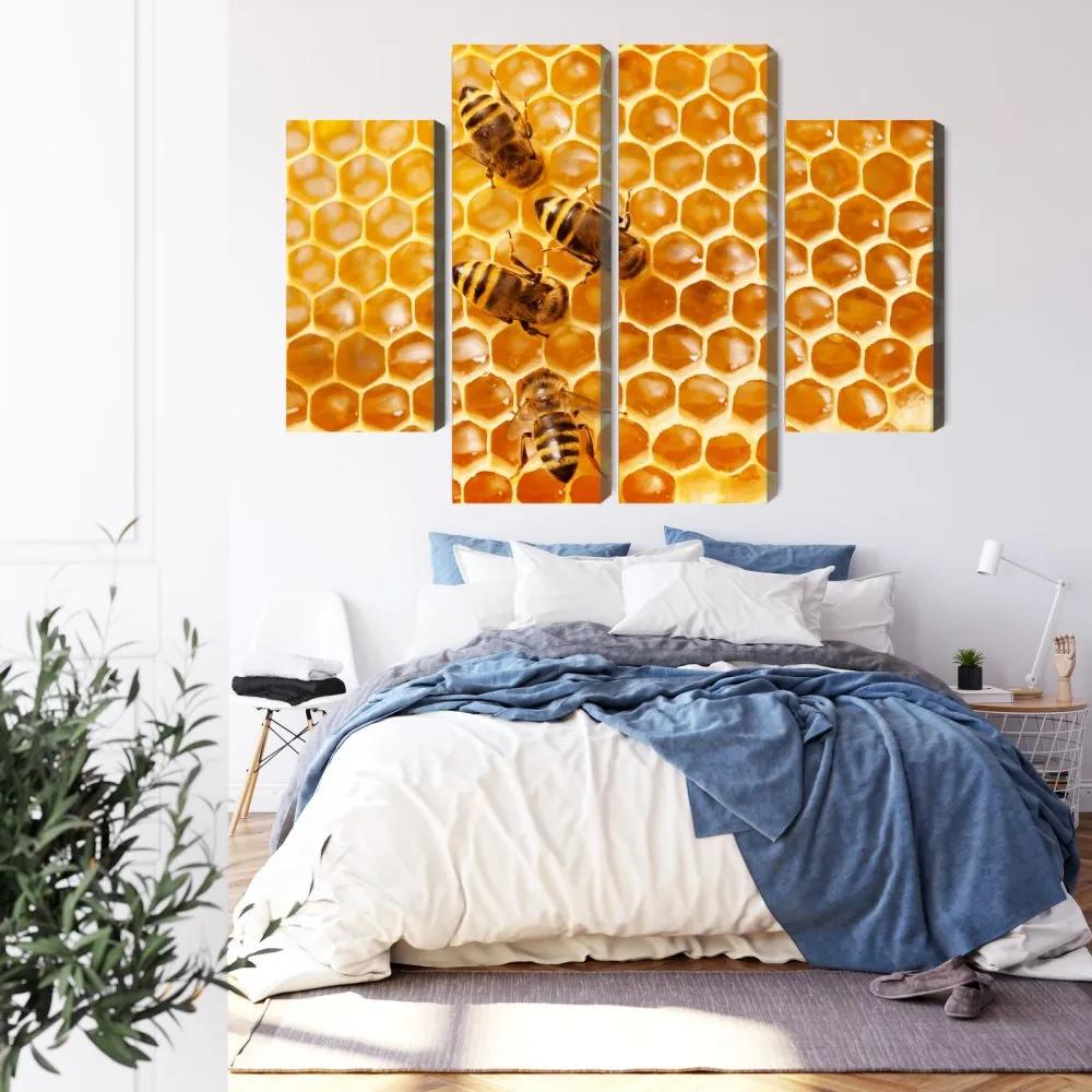 Vícedílný obraz Včely Na Plástev Nedostatek Nedostatek Přírodní plátno 80x60