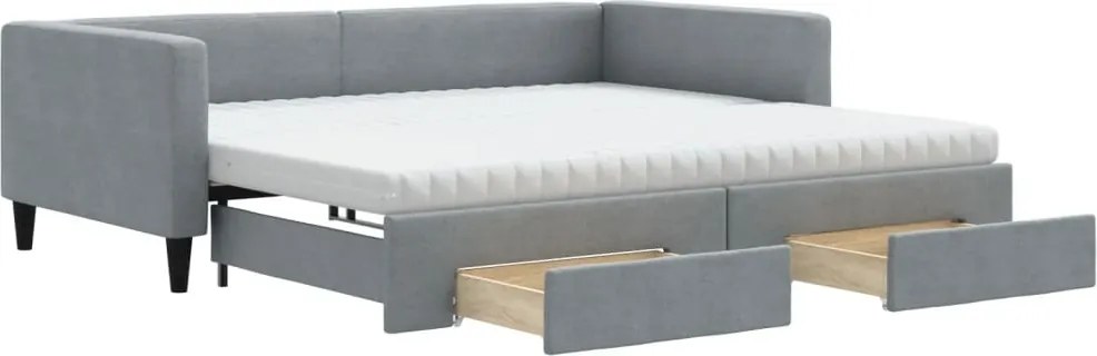 Válenda s přistýlkou a zásuvkami světle šedá 100x200 cm textil 3196637