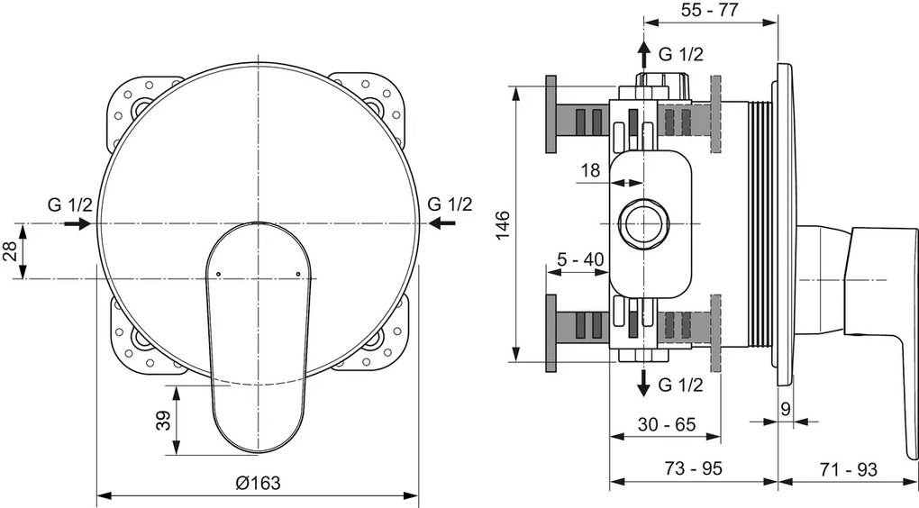 Ideal Standard Cerafine O - Sprchová baterie pod omítku, chrom A7349AA