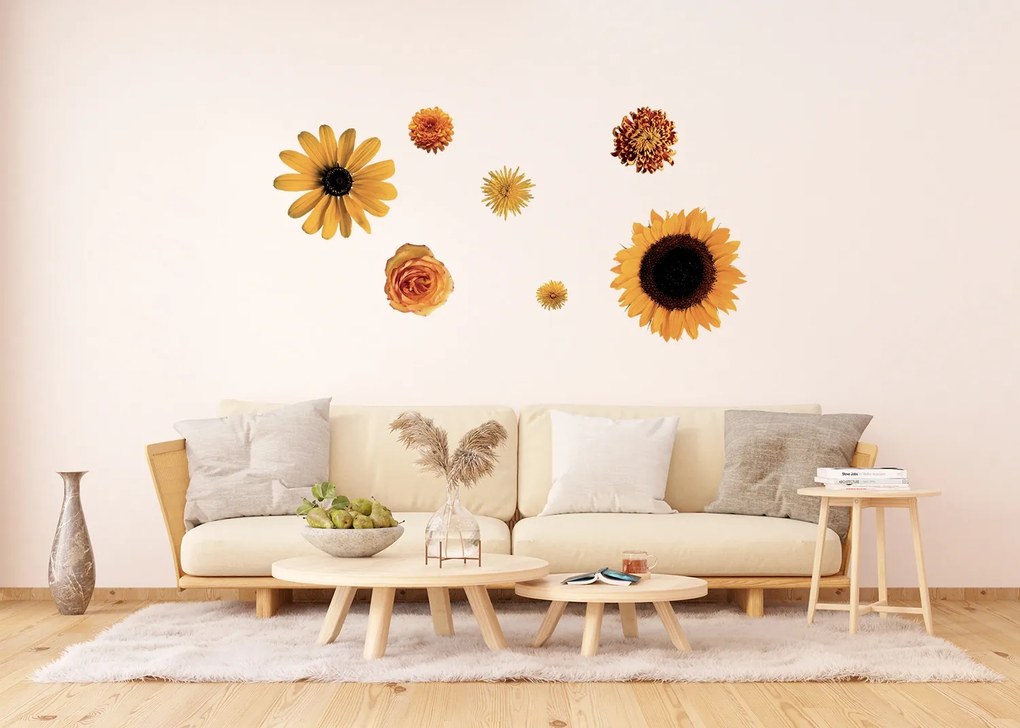 Samolepka na zeď Žluté Květy a Slunečnice | 65 x 85 cm | DF0408
