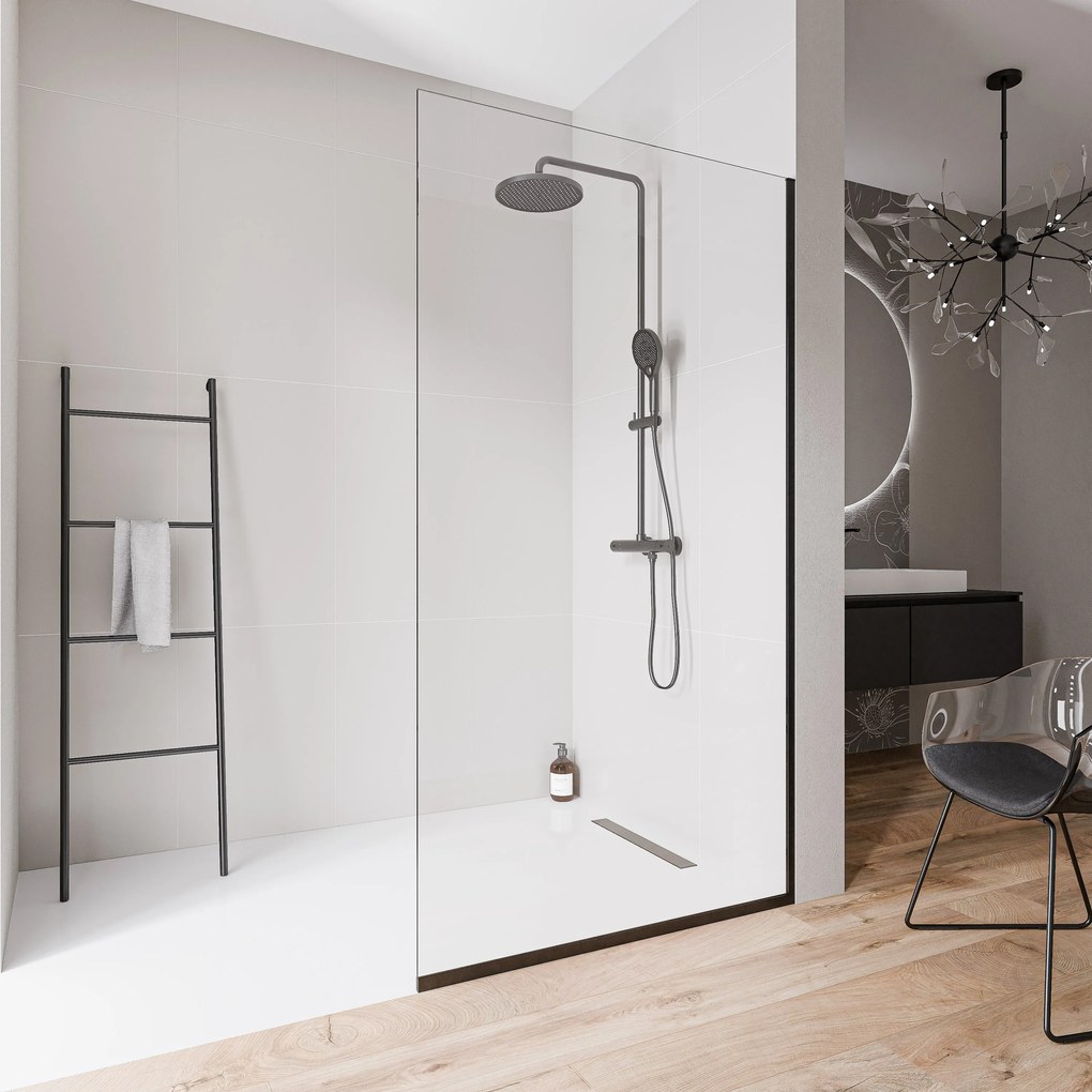 Sprchová zástěna Walk-In EX102-2 - 10mm sklo - Nano ochrana - profil černý mat - výška 220 cm - různé šířky