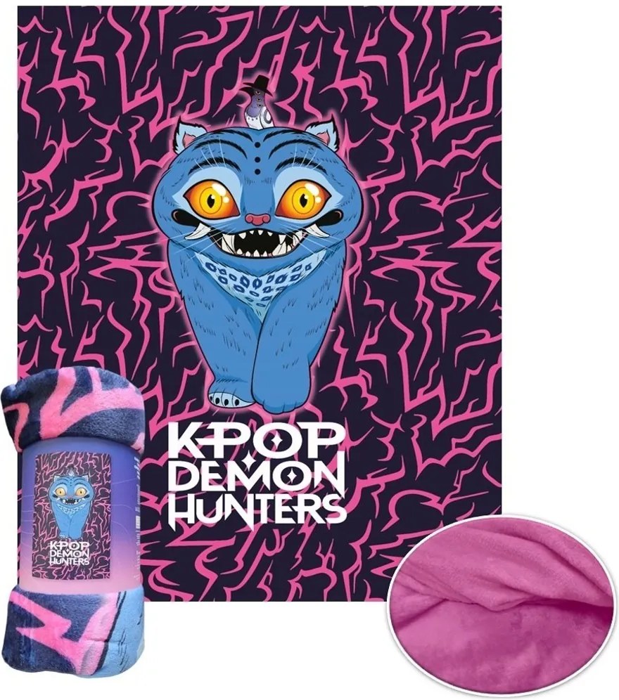 Dětská coral fleece deka KPop Demon Hunters - motiv Derpy Tiger - 130x160 cm