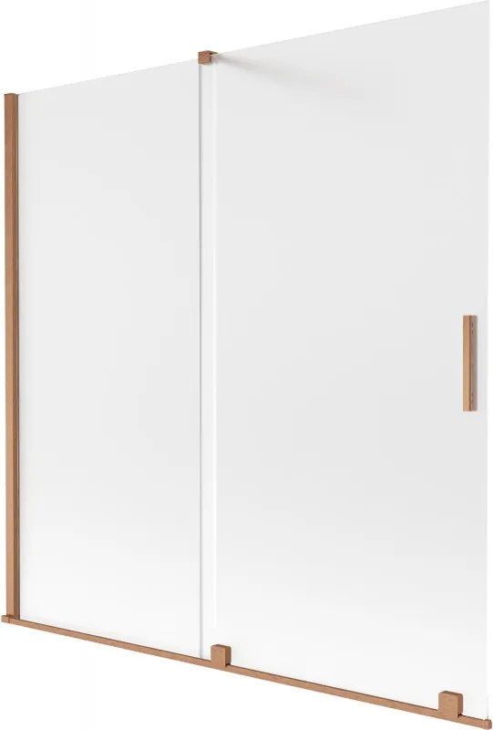 Mexen Velar, 2-křídlová posuvná vanová zástěna 160 x 150 cm, 8mm sklo námraza, měděná matná, 896-160-000-31-65