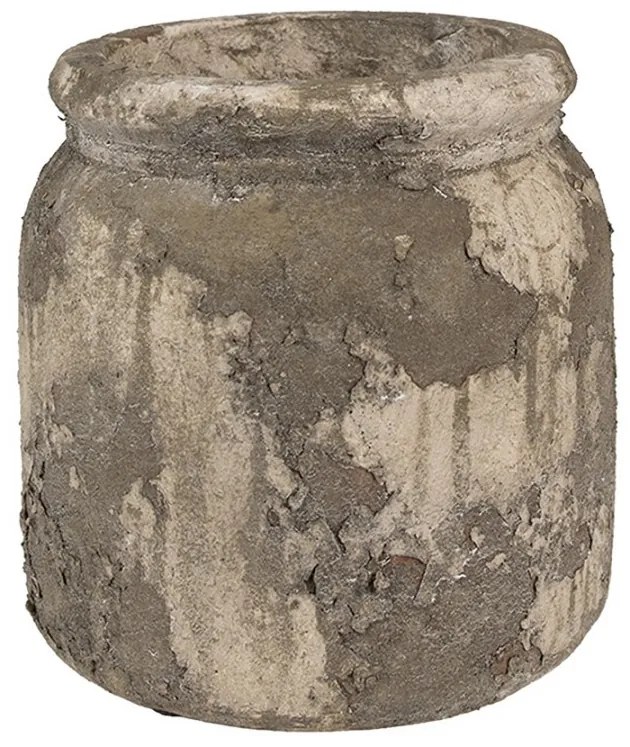 Dekorativní béžovo-šedý antik terakotový květináč Teracci M - Ø 14*13 cm