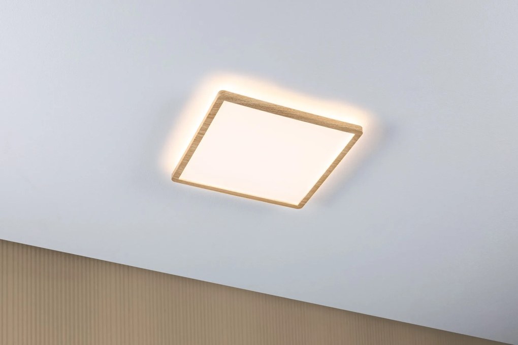 Paulmann 71030 Atria Shine, stropní svítidlo s korónou, 16W LED 3000K, 29,3x29,3cm, dřevěný vzhled, IP44