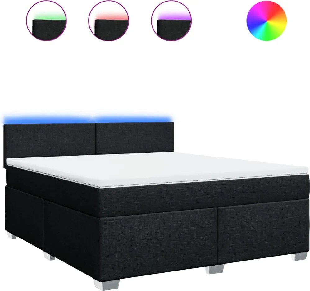 Box spring postel s matrací černá 180x200 cm textil 3288262
