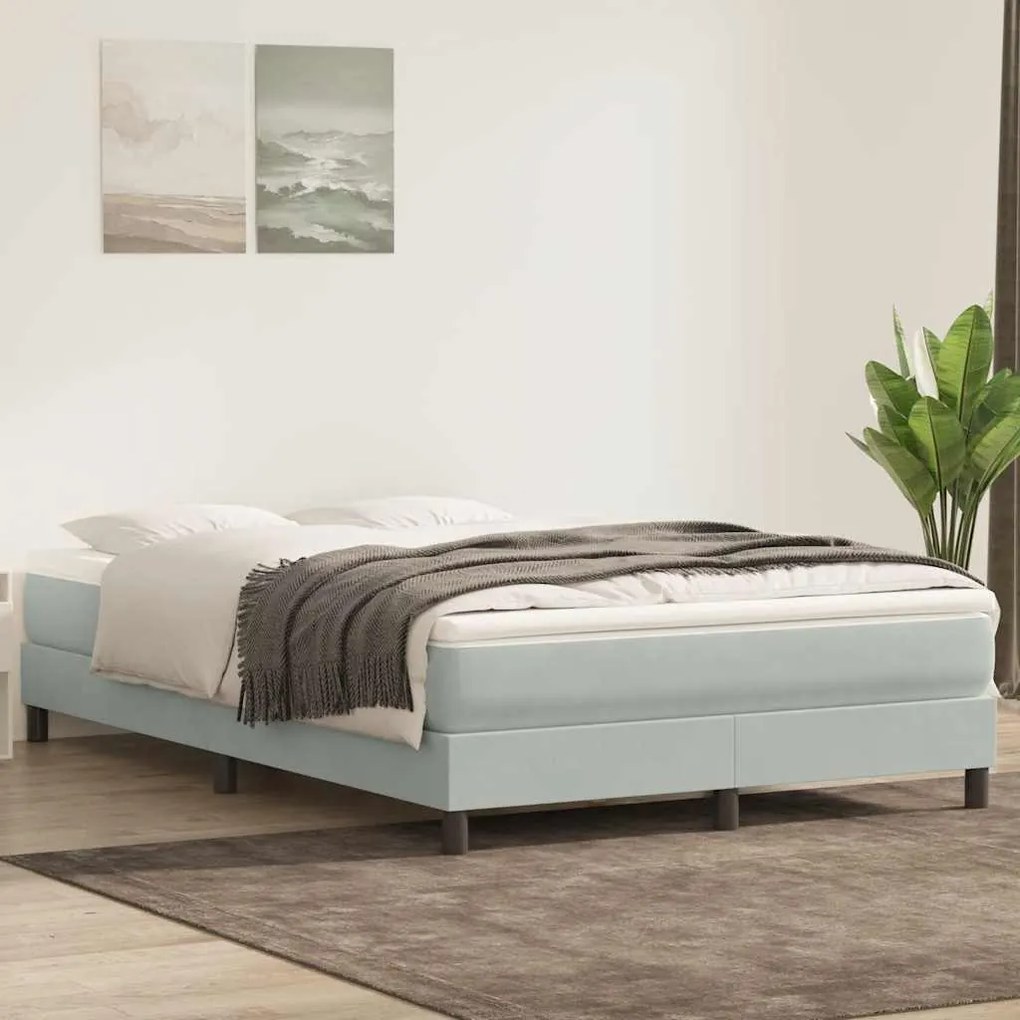Postel Box Spring bez matrace světle šedá 160x210 cm samet 3315831