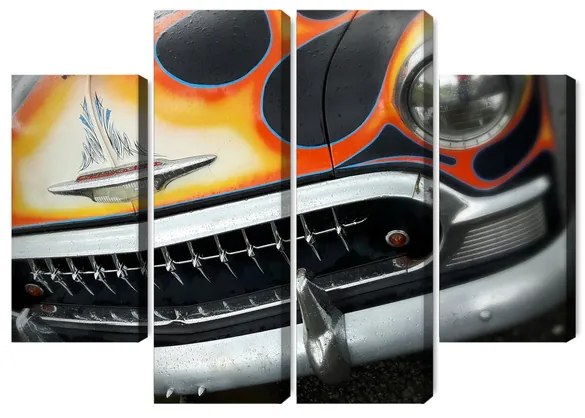 Vícedílný obraz Historické Auto S Plameny Nedostatek Nedostatek Přírodní plátno 160x120