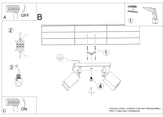 Sollux SL.1386 - Bodové svítidlo WINX 4xGU10/10W/230V černá/zlatá