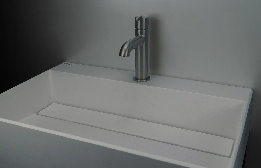 Deante Correo, granitové umyvadlo na desku s poličkou pod baterii a krycí deskou 600x400x130 mm, šedá metalíza, CQR_SU6M