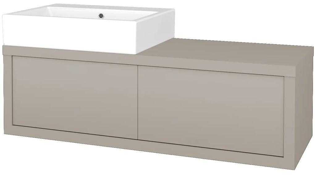 Dřevojas Koupelnová skříň STORM SZZ2 120 (umyvadlo Kube) Varianta: M01 Bílá mat / M01 Bílá mat / Pravé