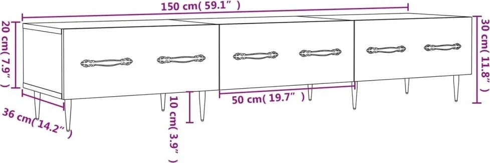 vidaXL TV skříňka 150 x 36 x 30 cm kompozitní dřevo [829138] Barva: Betonová šedá