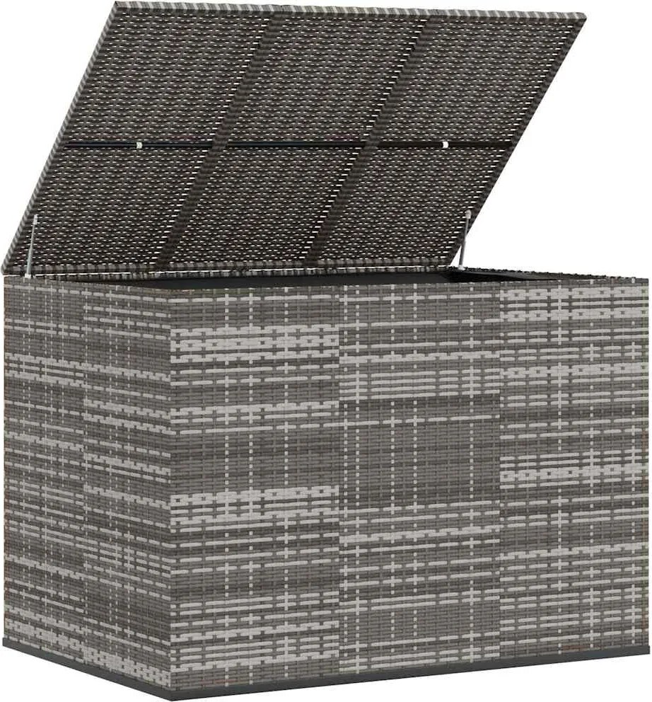Zahradní úložný box PE ratan 145 x 100 x 103 cm šedý 317231
