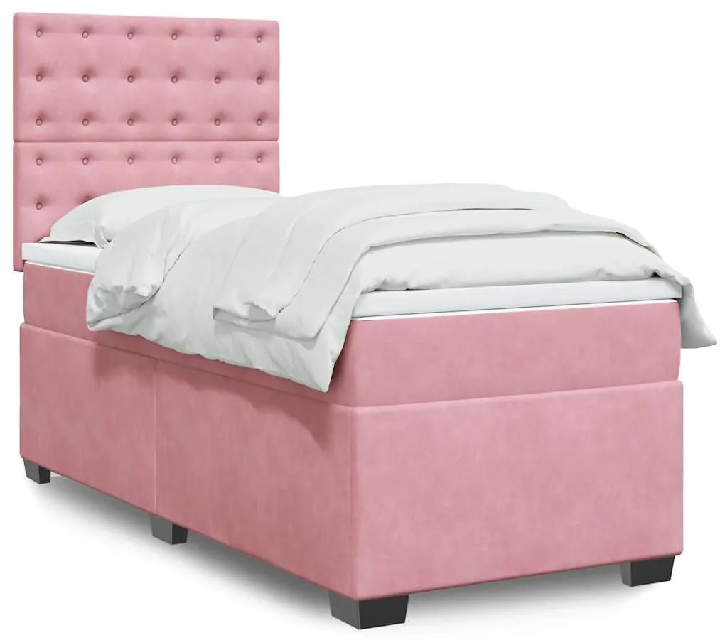 Box spring postel s matrací růžová 80 x 200 cm samet 3293079