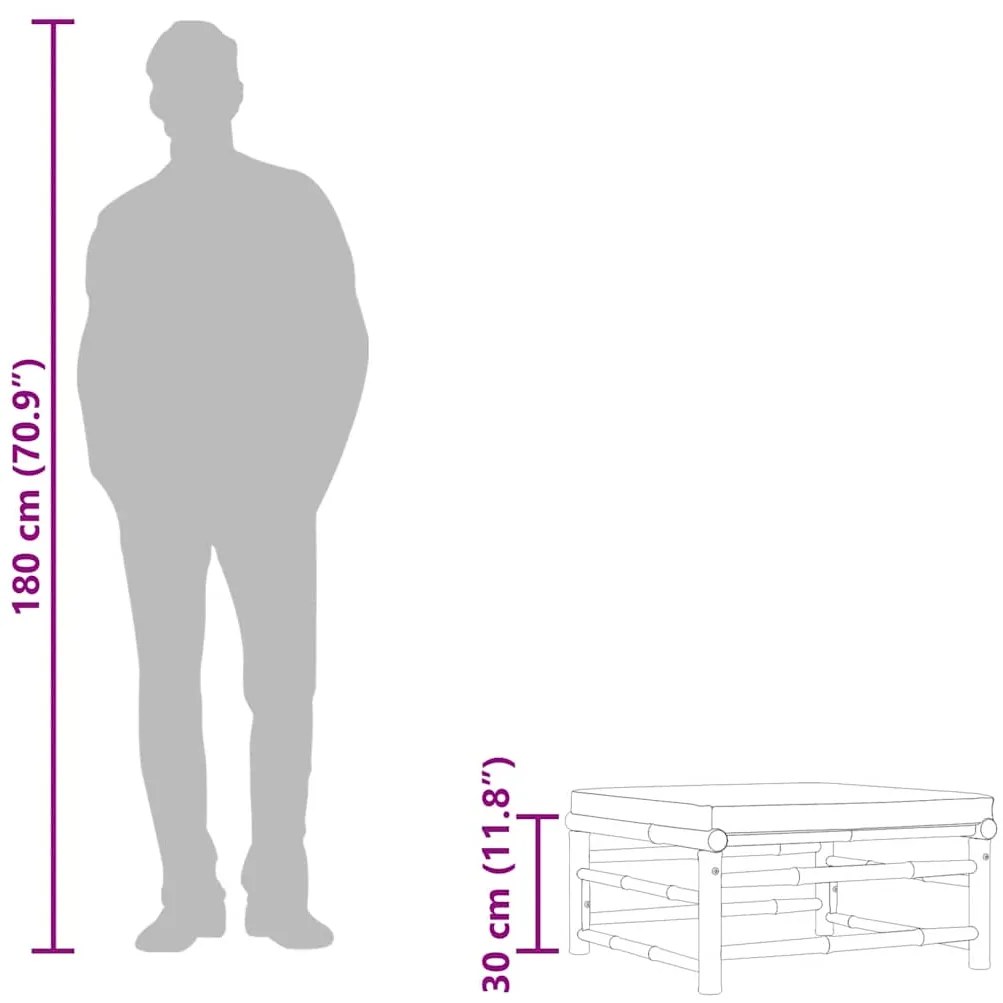 vidaXL Marketos Zahradní podnožka s tmavě šedou poduškou bambus