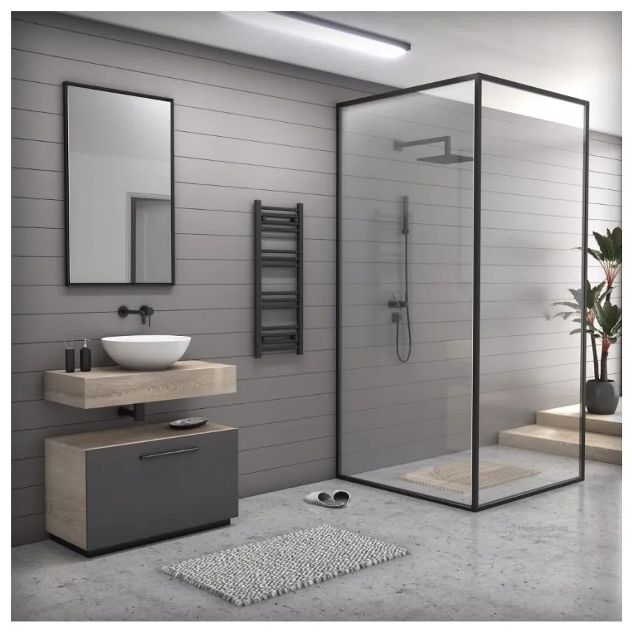 Erga Puerto, topné těleso 1200x600 mm, 562W, černá matná, ERG-LAV-GRZE-BK-60120