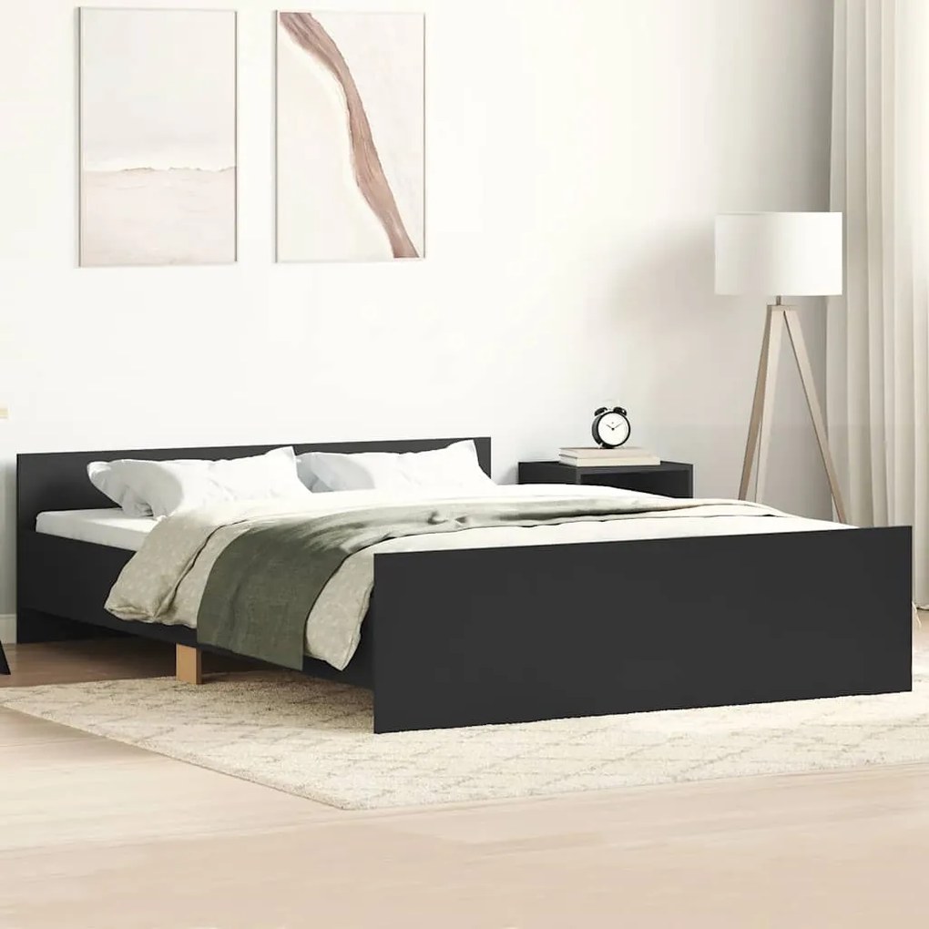 Rám postele s hlavovým a nožním čelem černý 120 x 190 cm 3203776