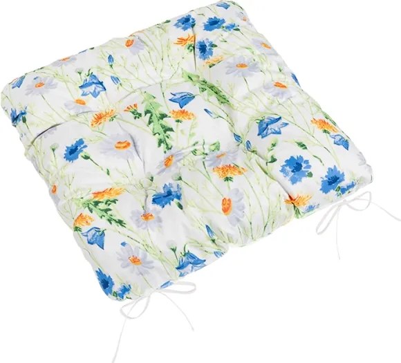 Bellatex Sedák Adéla prošívaný 40x40 cm Kvítí Modrá,Žlutá,Bílá