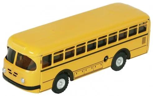 Autobus retro na klíček kov 19cm žlutý v krabičce Kovap
