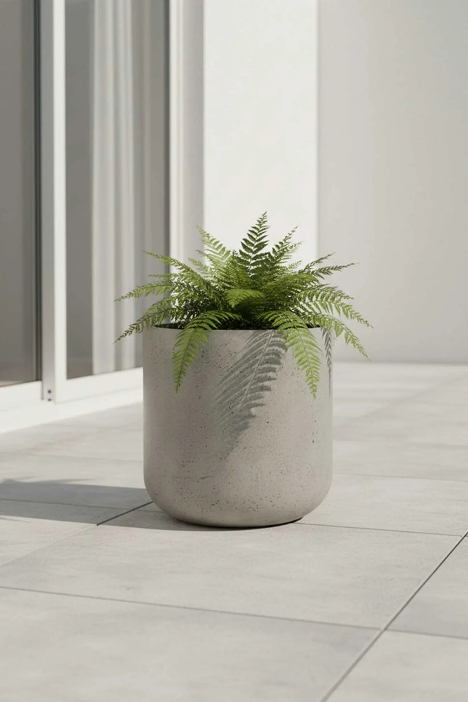 Kulatý květináč CHICO, sklolaminát, průměr 40 x výška 40 cm, šedý