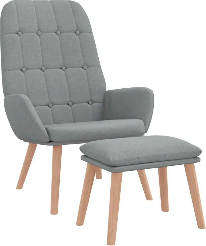 Relaxační křeslo s podnožkou světle šedé textil 3315149