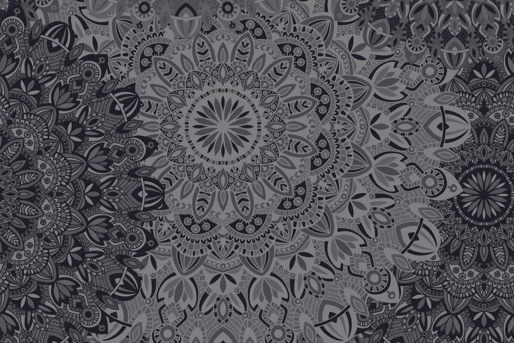 Tapeta stylová Mandala v černobílém provedení