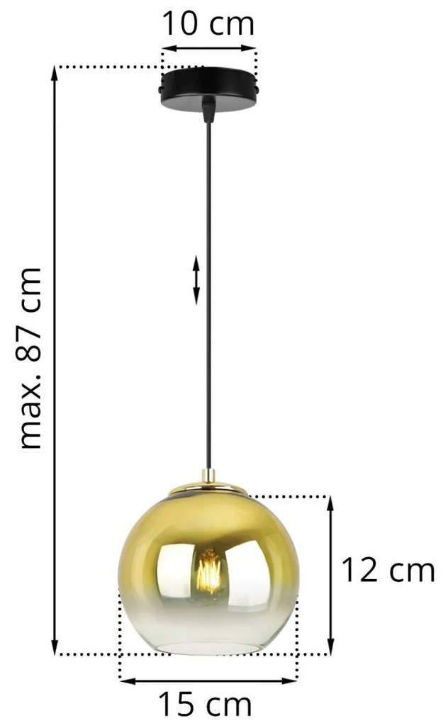 Závěsné svítidlo BERGEN GOLD, 1x zlaté/transparentní skleněné stínítko (fi 15cm)