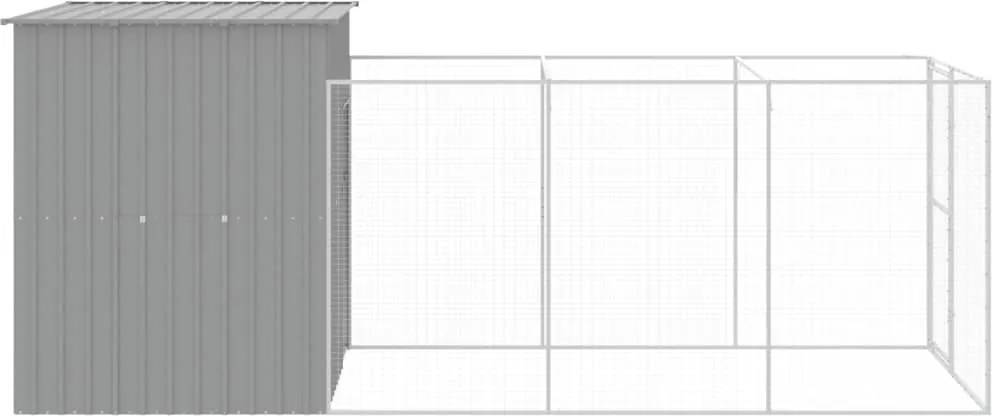 Psí bouda s výběhem světle šedá 165x455x181 cm pozinkovaná ocel 3189104