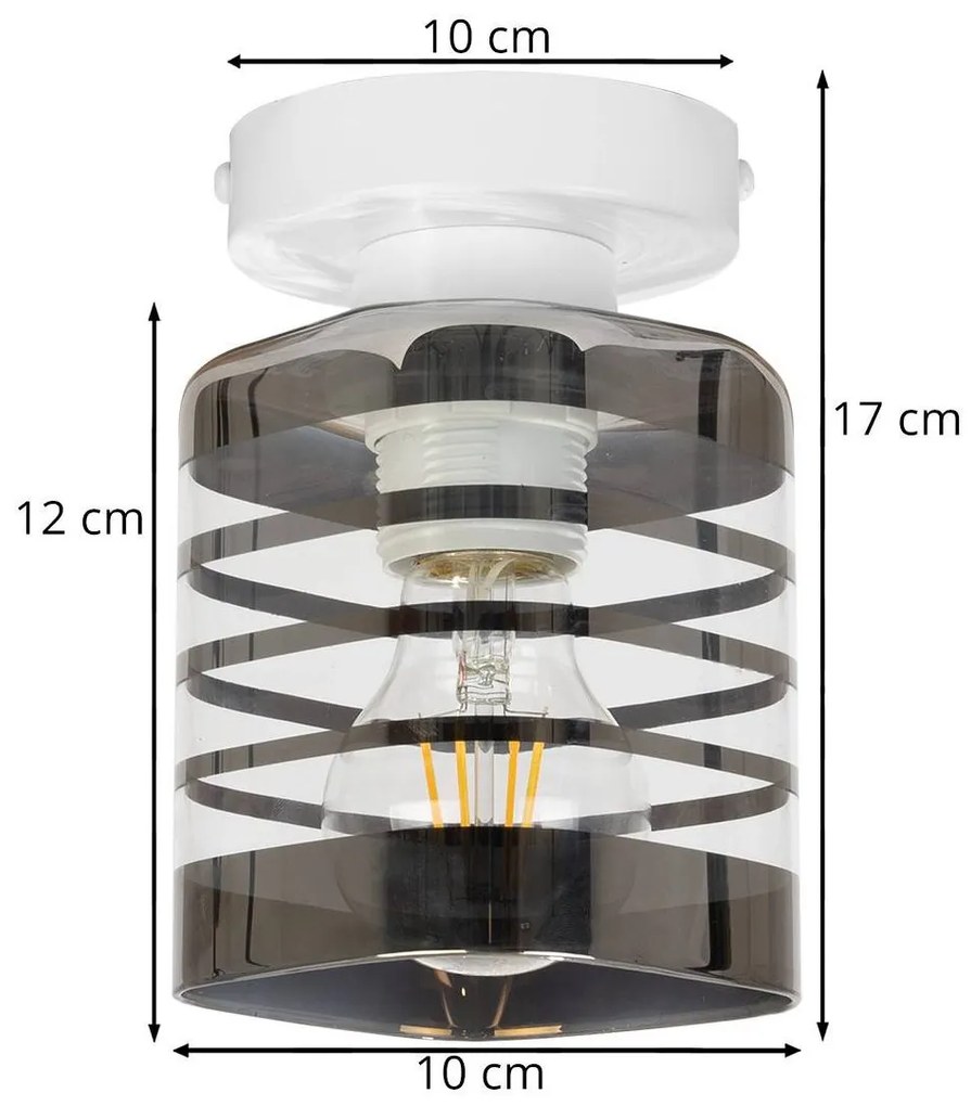 Stropní svítidlo Helix, 1x skleněné stínítko se vzorem, w