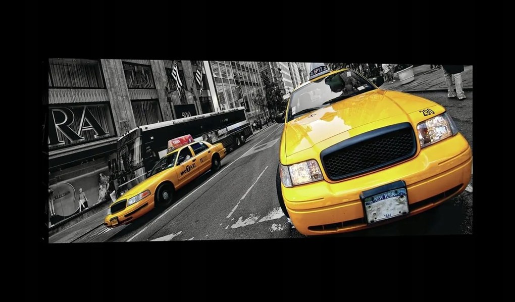 Obraz 145x45 Město taxi New York dynamika pohyb žlutý kontrast