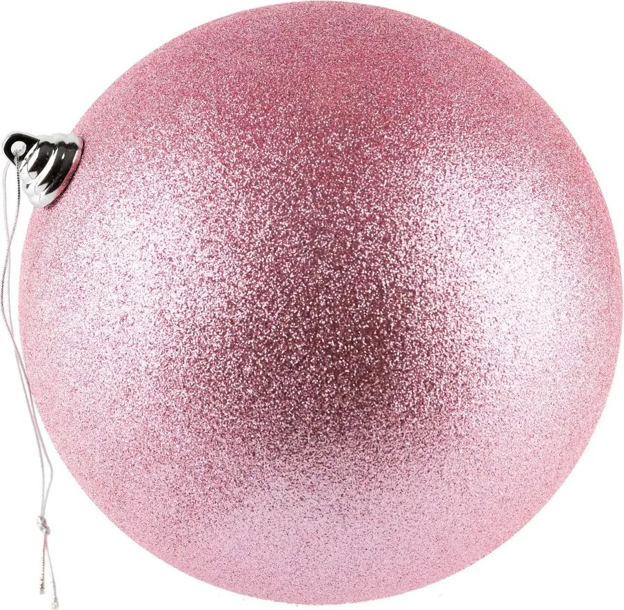 Velká vánoční ozdoba růžová glitter 30 cm plastová koule
