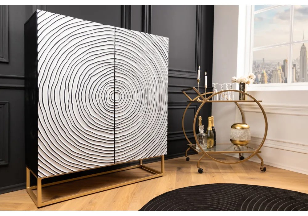 Massive home | Vysoká komoda Zen Circle 120cm  bílá / černá