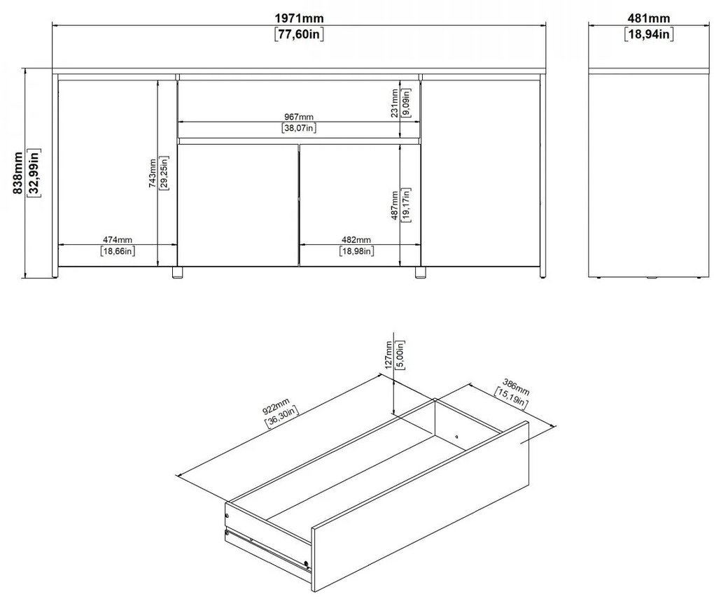 Tvilum Komoda Nerea 316 jackson hickory/bílý lesk