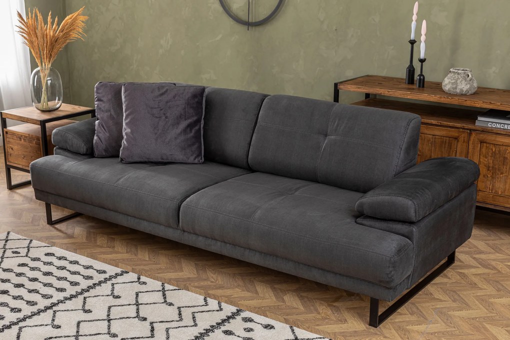 Atelier del Sofa 3-místná pohovka Mustang - Anthracite, Antracitová