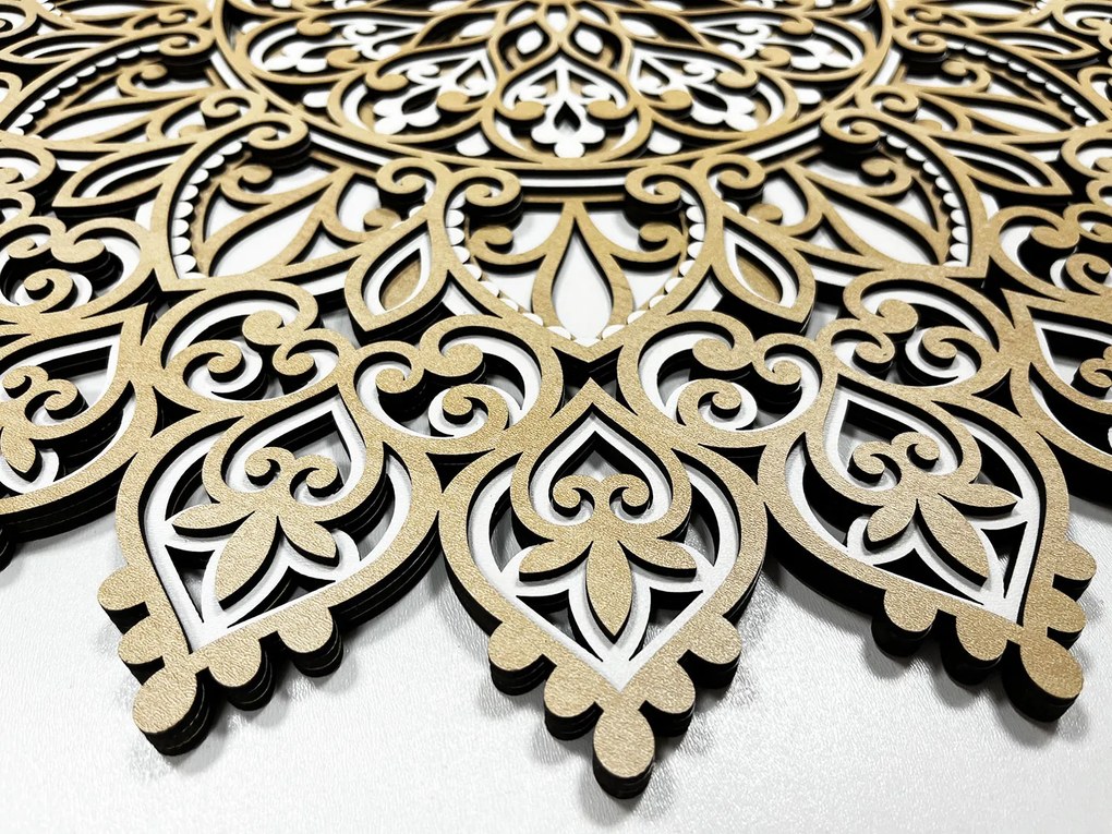 dřevo života 3 vrstvá mandala HARMONIE DUŠE Zvolte rozměr (cm): 40x40, Zvolte barevný dekor: dub zlatý-černá
