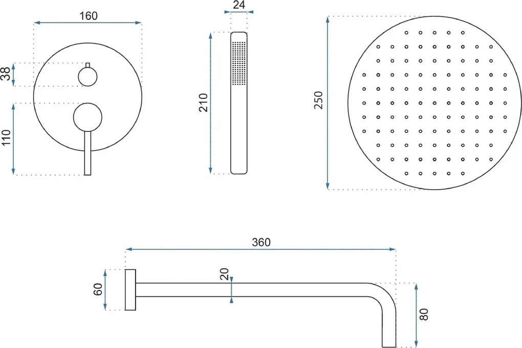 Sprchový komplet REA LUNGO + BOX s podomítkovou baterií, černý