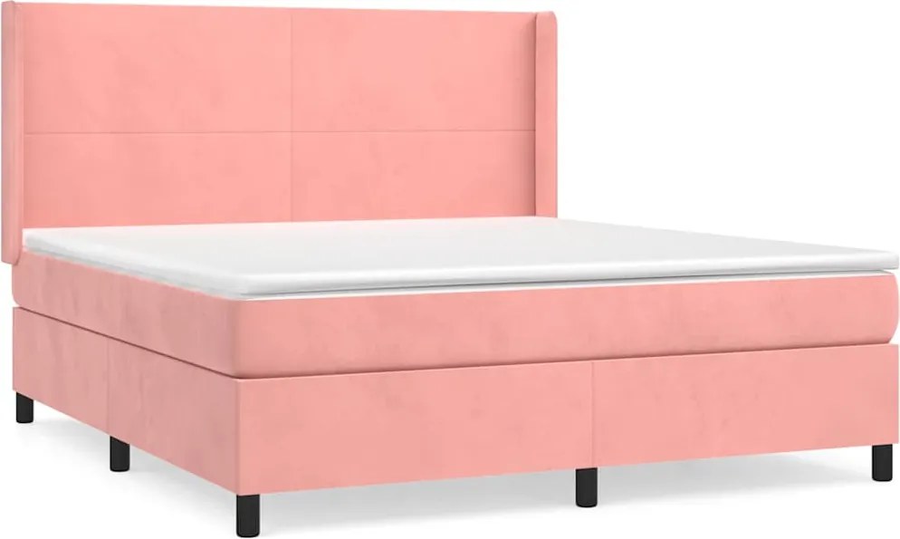 Box spring postel s matrací růžová 160x200 cm samet 3132572